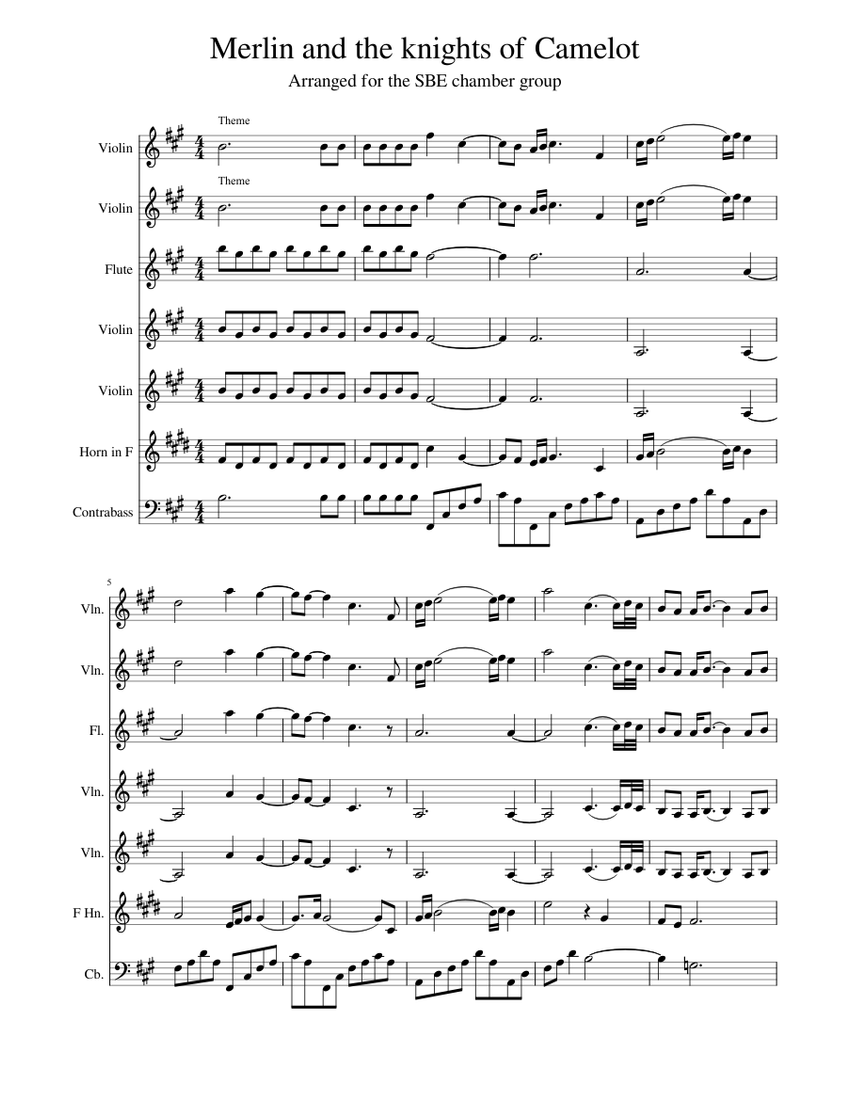 Merlin_and_the_knights_of_Camelot Sheet music for Flute, French horn ...