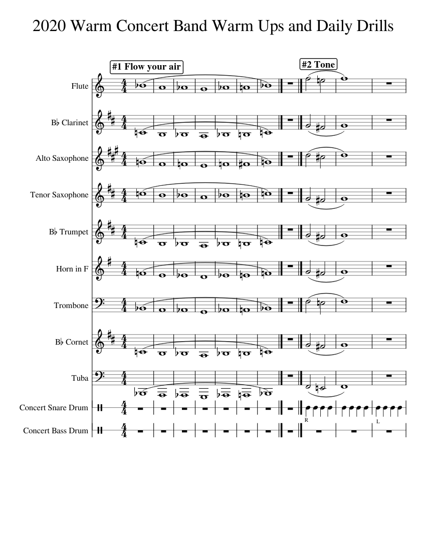 2020 Warm Concert Band Warm Ups and Daily Drills Sheet Music for ...