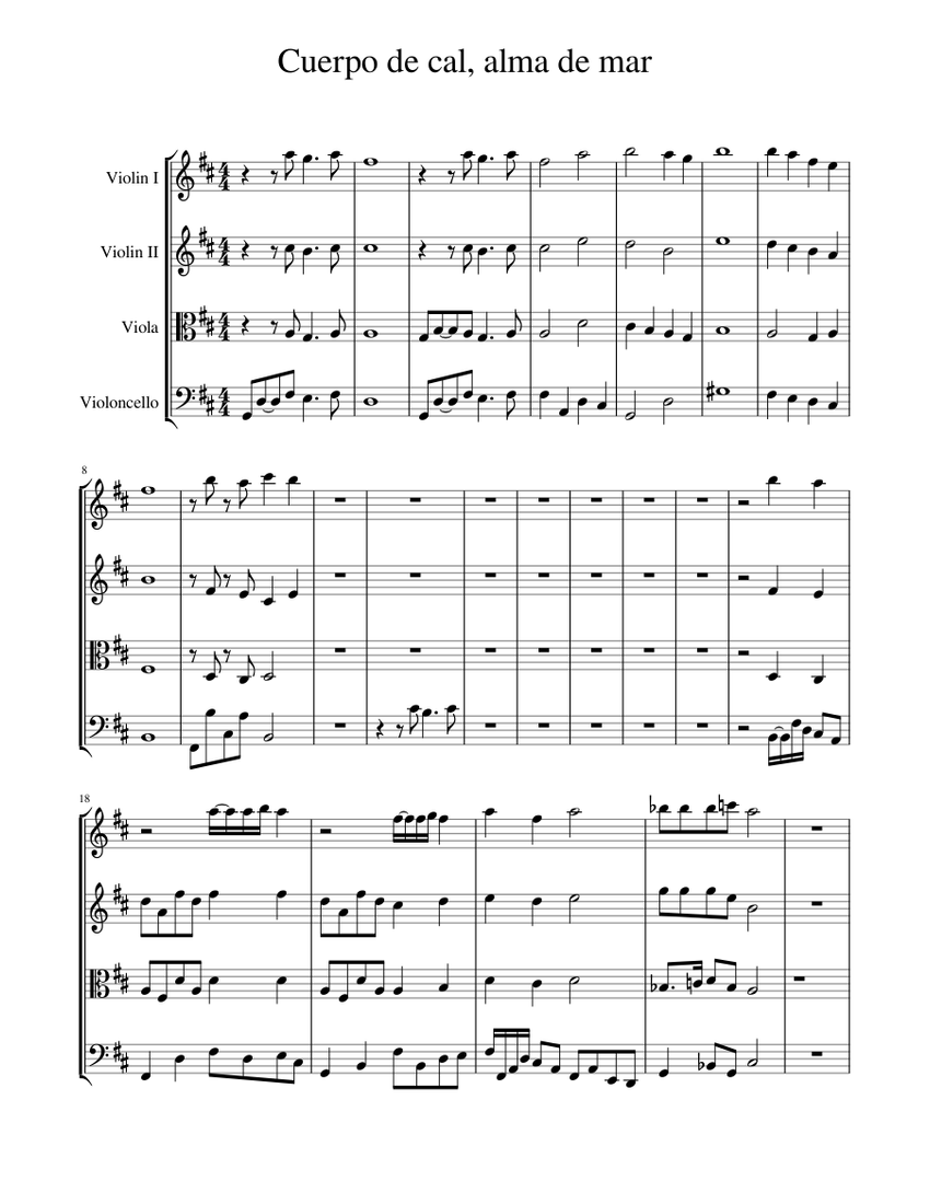 Cuerpo de cal, alma de mar Sheet music for Violin, Viola, Cello (String ...