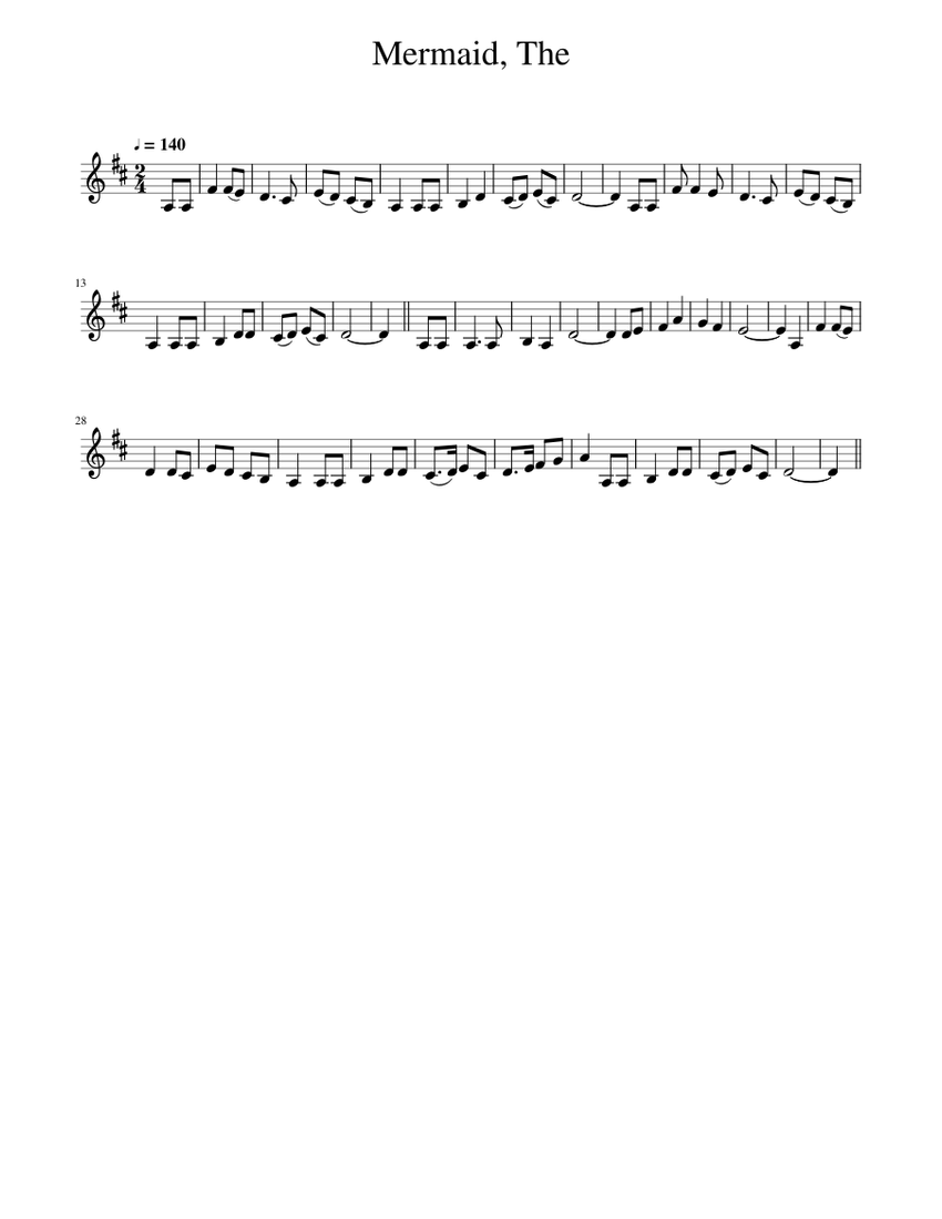 The Mermaid Sheet Music for Piano (Solo) easy | MuseScore.com