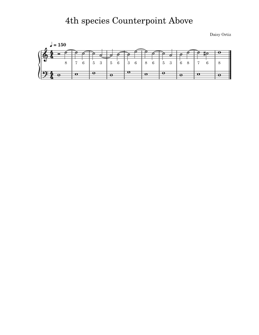 Counterpoint Above 4th species Sheet music for Piano (Solo) Easy ...