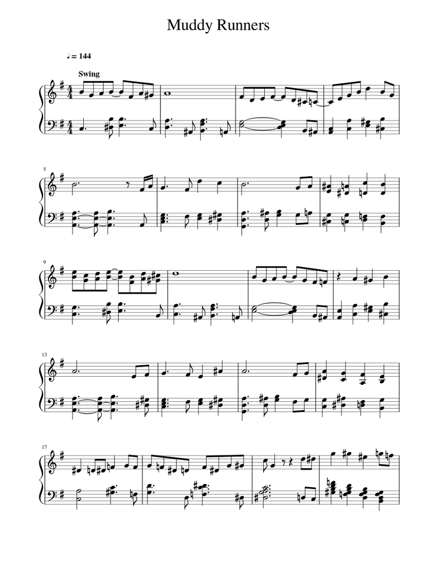 Muddy Runners Sheet music for Piano (Solo) | Musescore.com