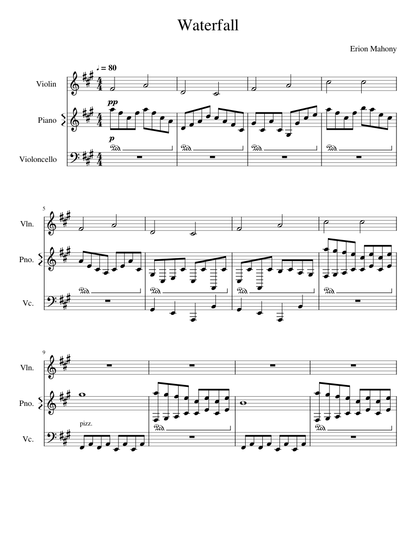 Waterfall Sheet music for Piano, Violin, Cello (Piano Trio) | Musescore.com