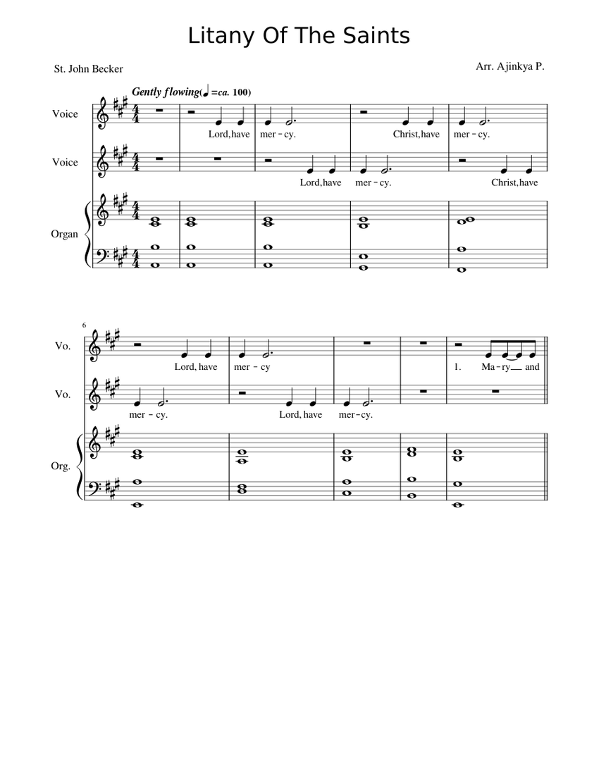 Litany Of The Saints by John Becker Sheet music for Organ, Vocals ...