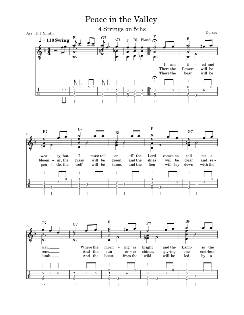 There Will Be Peace in the Valley for Me Std & Tab Sheet music for ...