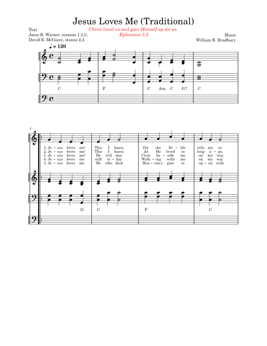 Jesus Loves Me Traditional Sheet music for Piano (Mixed Quartet ...
