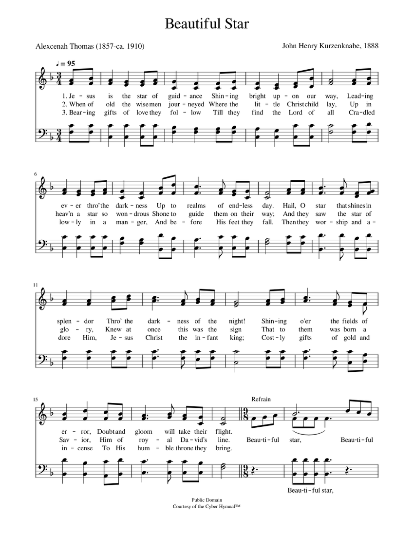 Beautiful star (thomas) - John H. Kurzenknabe Sheet music for Piano ...