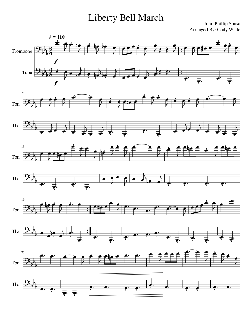 The Liberty Bell – John Phillip Sousa Sheet Music for Trombone, Tuba ...