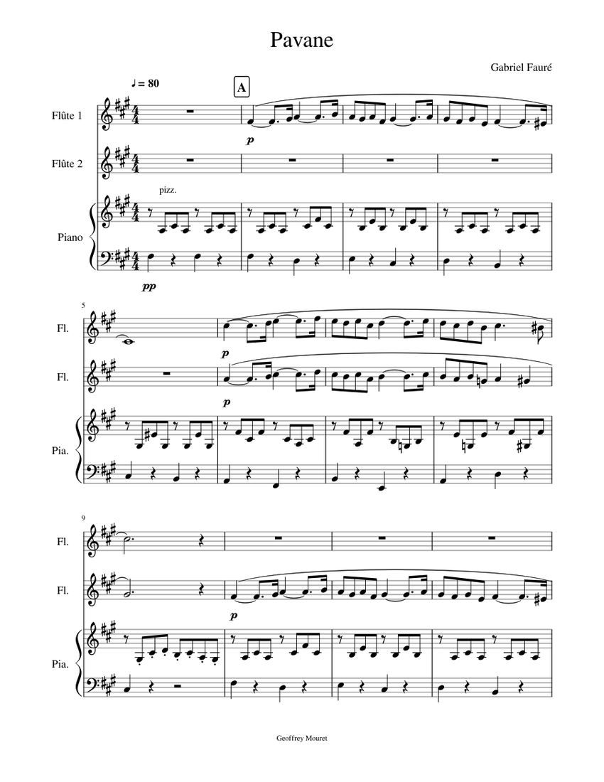 Pavane Sheet Music for Piano, Flute (Mixed Trio) | MuseScore.com
