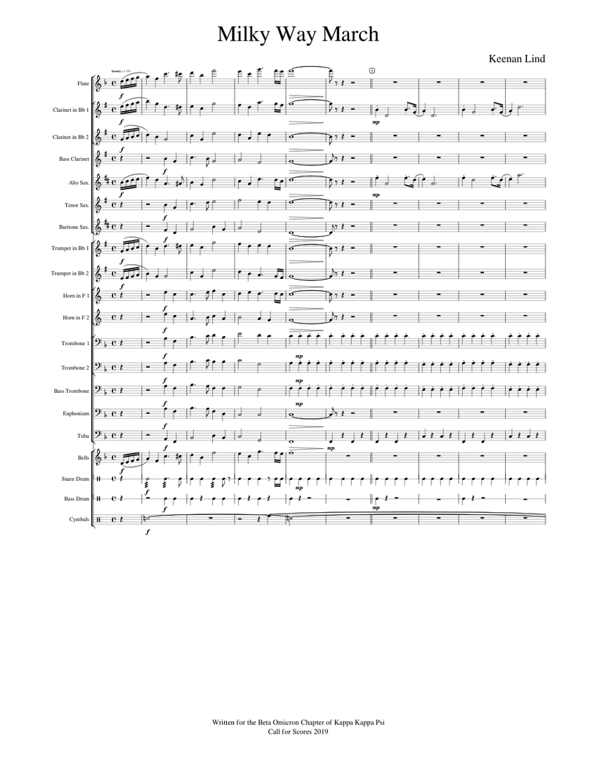 Milky Way March Sheet Music for Trombone, Tuba, Flute (Concert Band ...