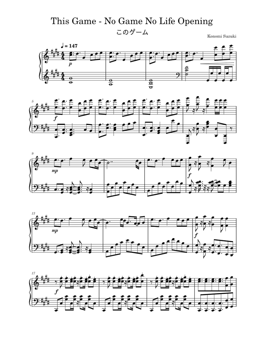 This Game No Game No Life Opening Sheet Music For Piano Solo this-game-no-game-no-life-opening-sheet-music-for-piano-solo