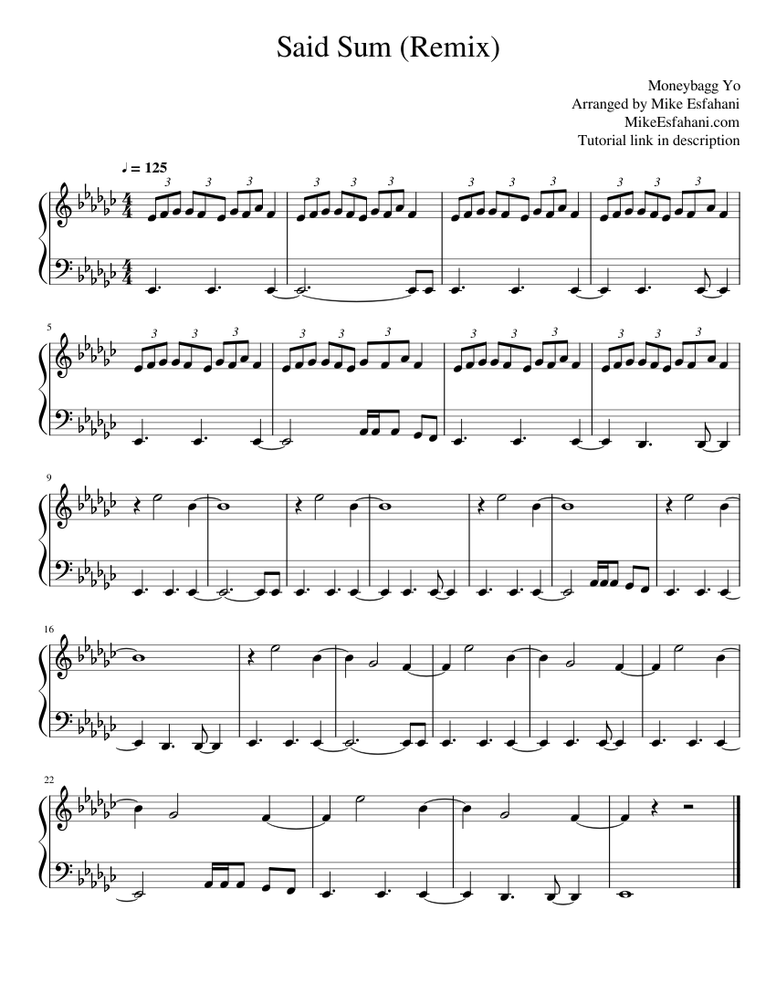 Moneybagg Yo - Said Sum (Remix) Sheet music for Piano (Solo) Easy ...