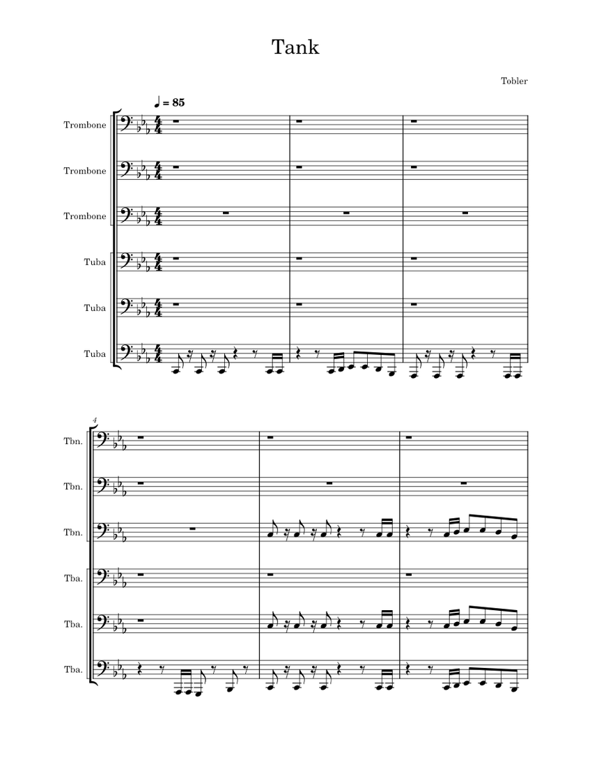 Tank Sheet music for Trombone, Tuba (Brass Ensemble) | Musescore.com