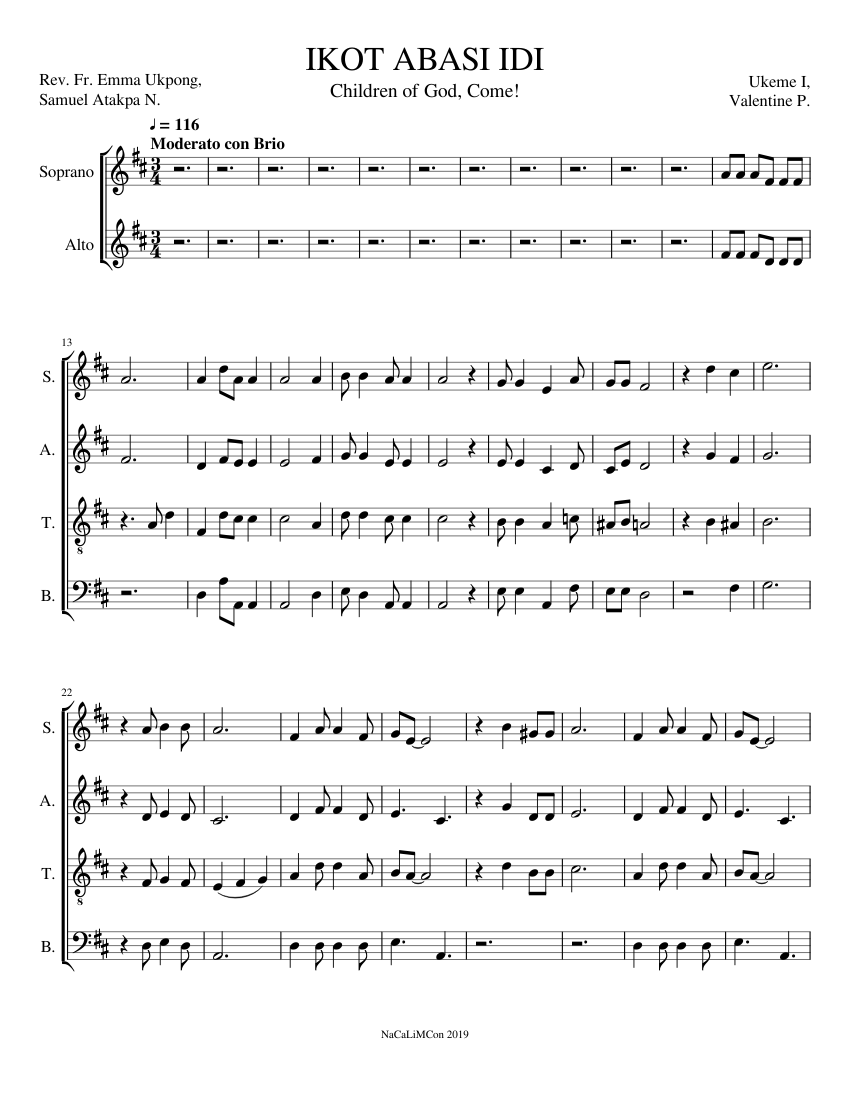 IKOT ABASI IDI Sheet music for Soprano, Alto, Tenor, Bass voice (Choral ...