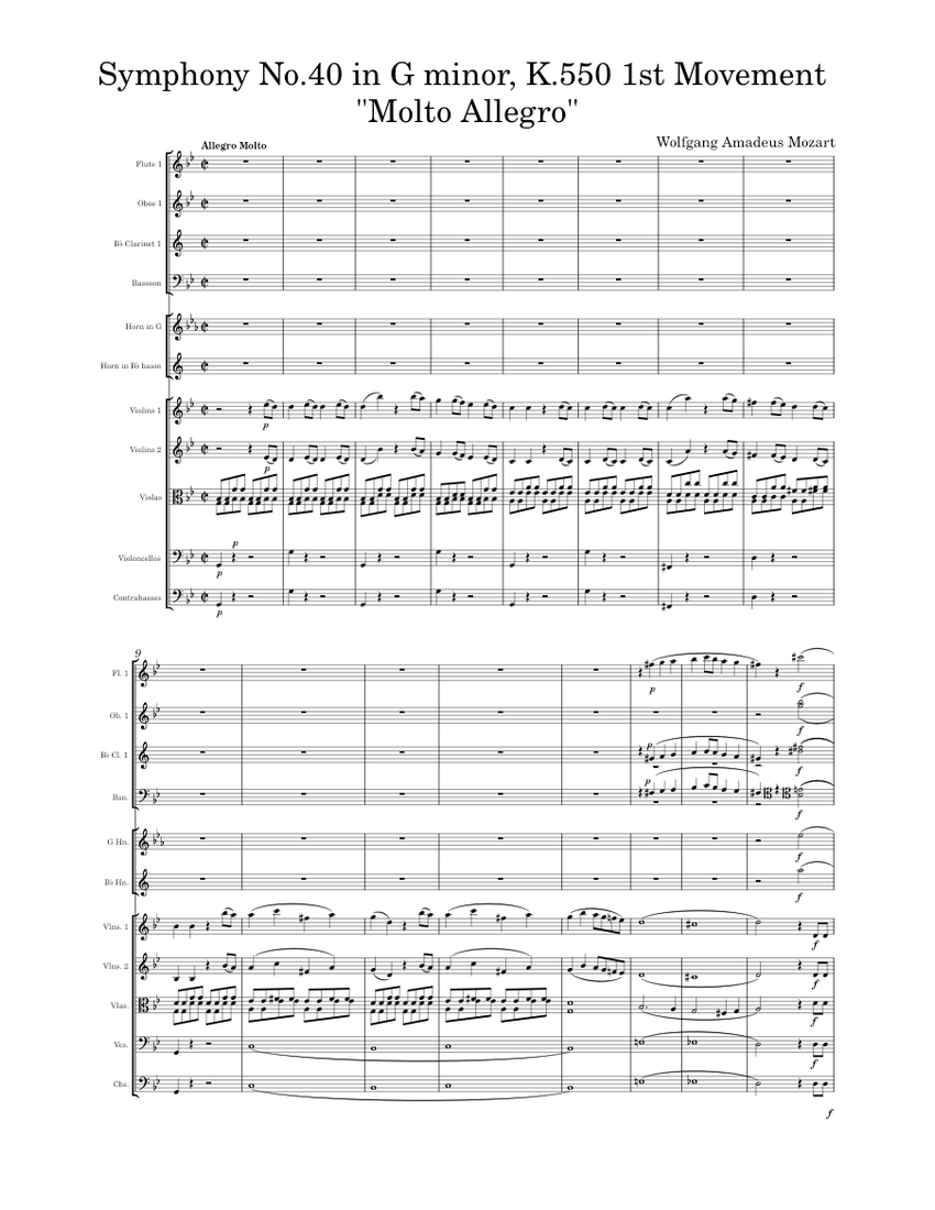 Symphony No.40 "Molto Allegro" – Wolfgang Amadeus Mozart Symphony No.40 in G minor, K.550 1st ...