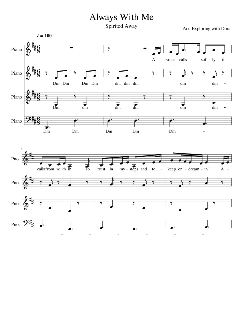 Always With Me Sheet music for Piano (Mixed Quartet) | Musescore.com