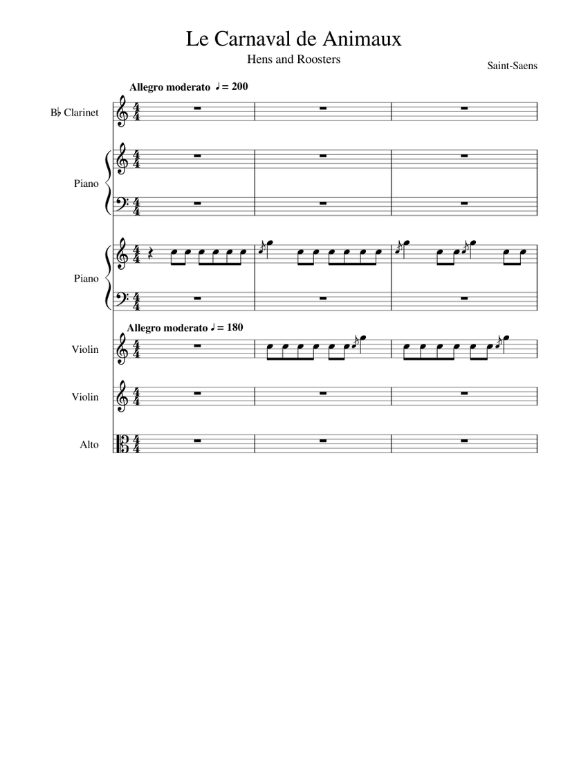 Carnival of the Animals-------Hens and the Roosters Sheet music for ...