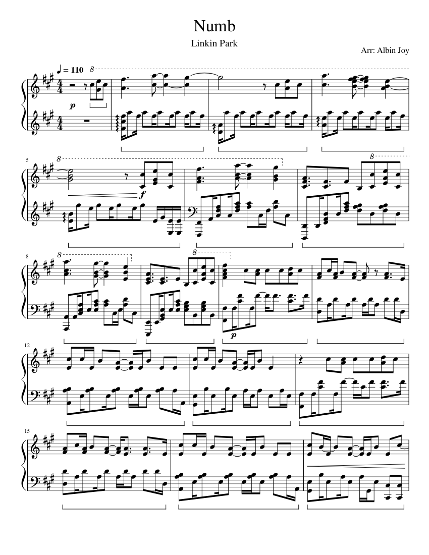 Numb Sheet Music for Piano (Solo) | MuseScore.com