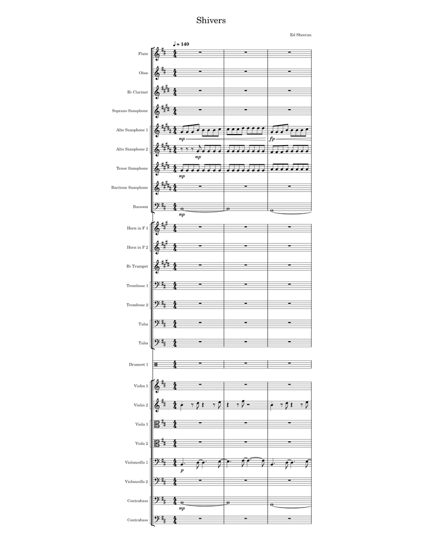 Shivers – Ed Sheeran Ed Sheeran Shivers (Band Version) Sheet music for ...