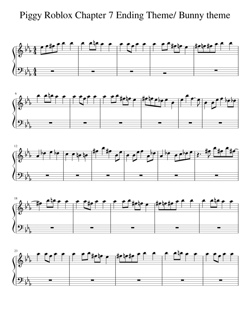 Piggy Roblox Chapter 7 Ending Theme Bunny theme-part-one Sheet Music ...