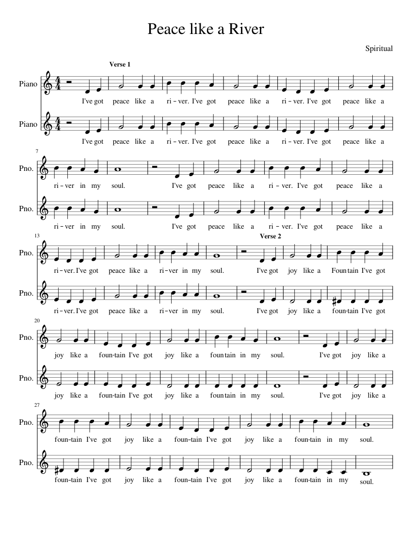 Peace like a River Sheet music for Piano (Piano Duo) | Musescore.com