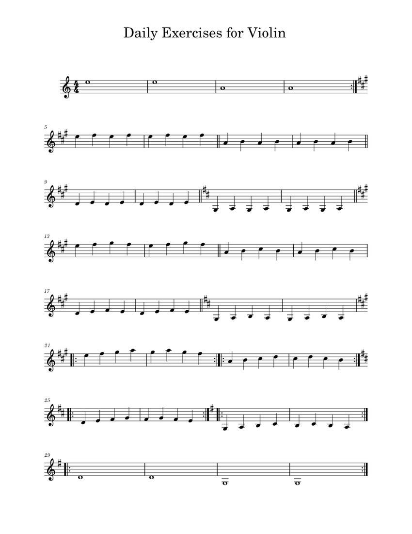 Daily Exercises for Violin Sheet music for Piano (Solo) Easy ...