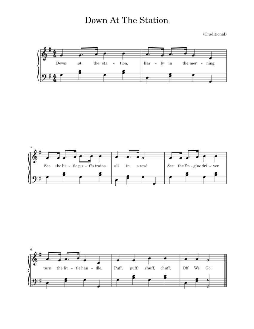 Down At The Station – Misc Traditional Sheet music for Piano (Piano ...