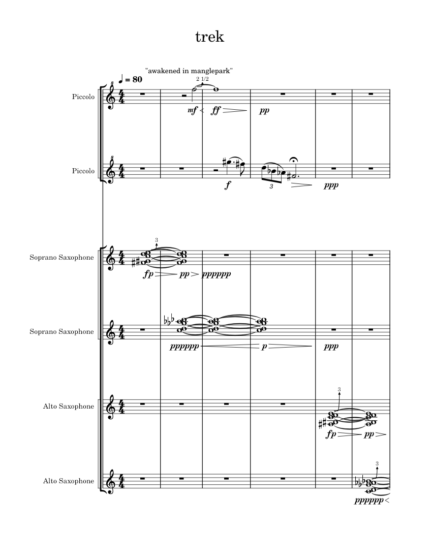 trek Sheet music for Flute piccolo, Flute, Bassoon, Saxophone alto & more instruments (Mixed ...