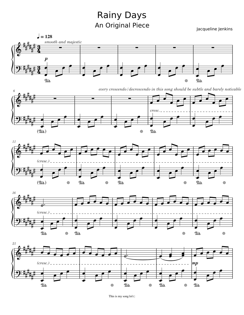 Rainy Days Sheet music for Piano (Solo) | Musescore.com