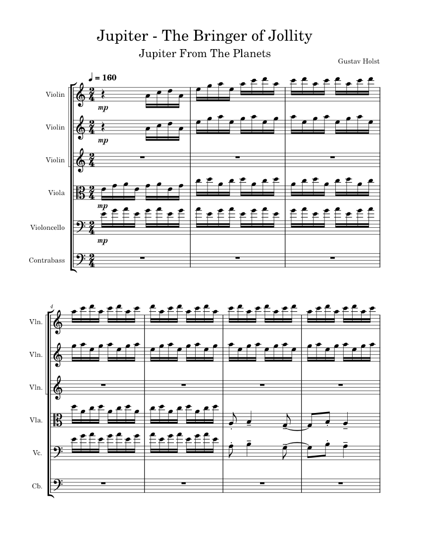 Jupiter, The Bringer Of Jollity – Gustav Holst Sheet music for ...