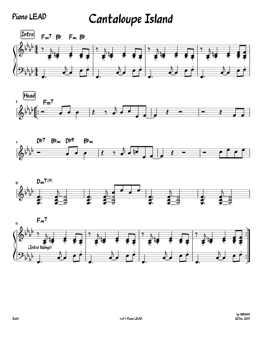 Cantaloupe Island - piano tutorial