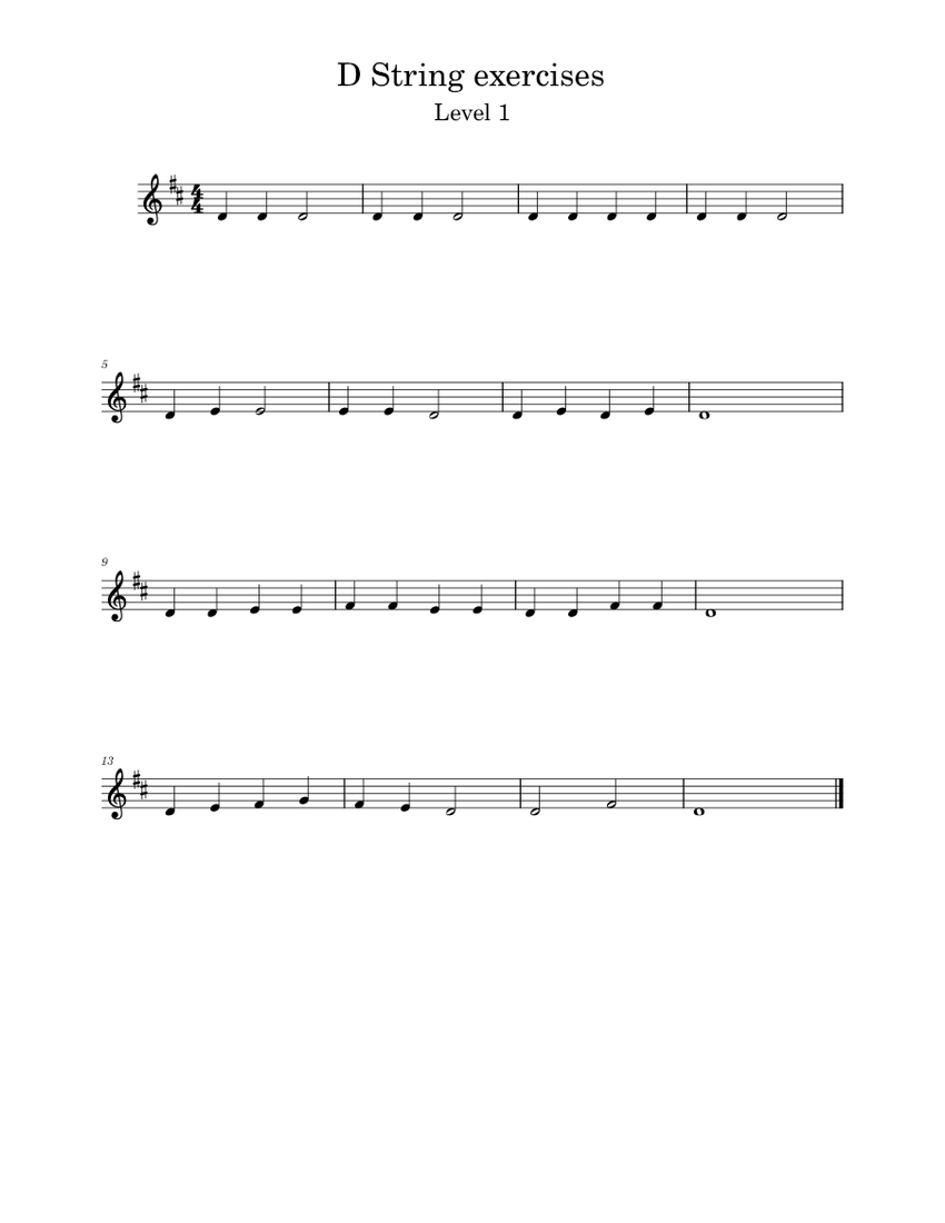 D String exercises Sheet music for Piano (Solo) Easy | Musescore.com
