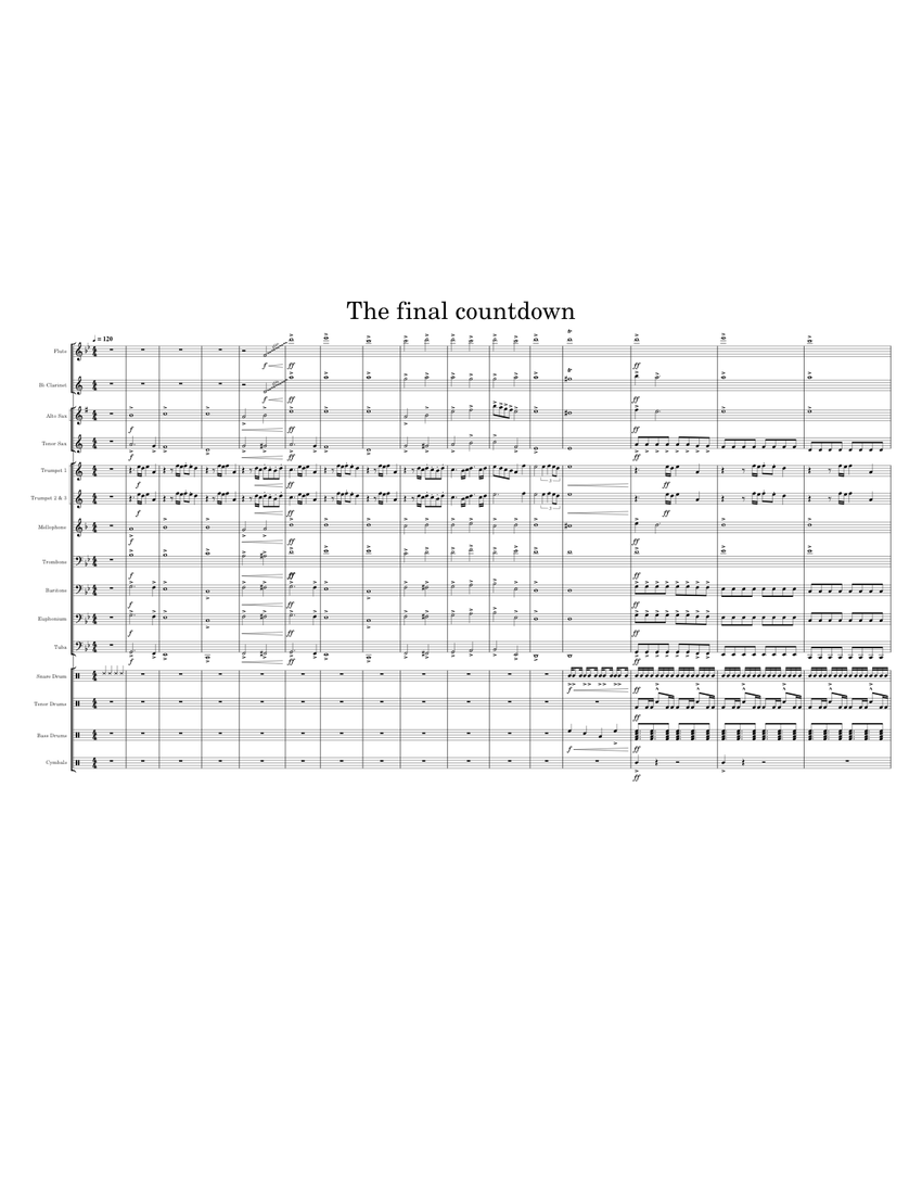 The final countdown Sheet Music for Trombone, Euphonium, Tuba, Mellophone & more instruments ...