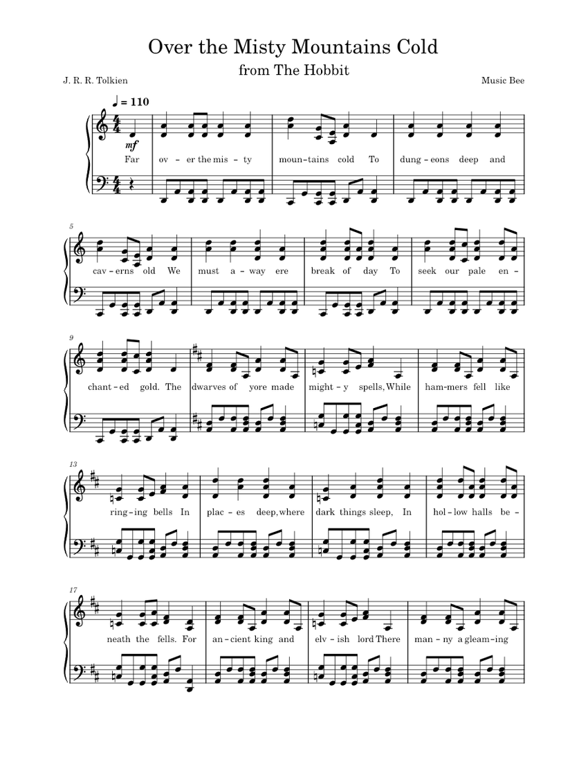 Over the Misty Mountains Cold (from J. R. R. Tolkien's book The Hobbit ...