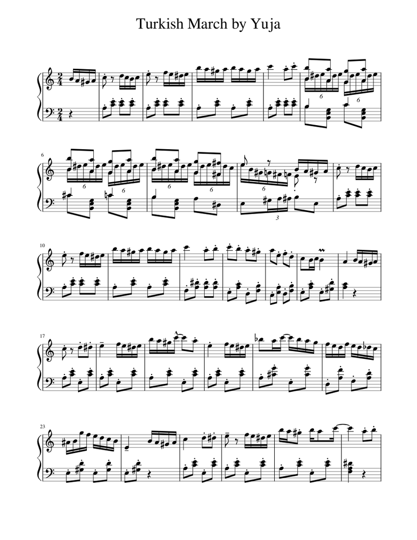 Turkish-March by Yuja Wang Sheet Music for Piano (Solo) | MuseScore.com