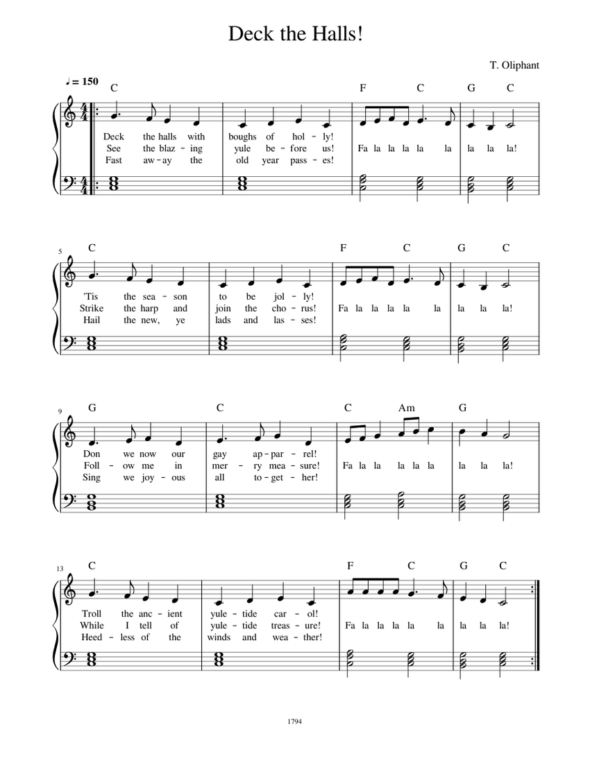 Deck the Halls! Sheet music for Piano (Solo) | Musescore.com