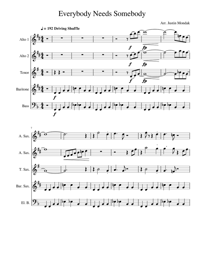 Everybody Needs Somebody Sheet Music for Bass guitar (Solo) | MuseScore.com