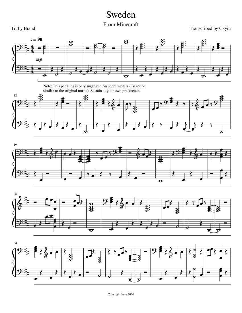 Sweden Sheet music for Piano (Solo) Easy | Musescore.com