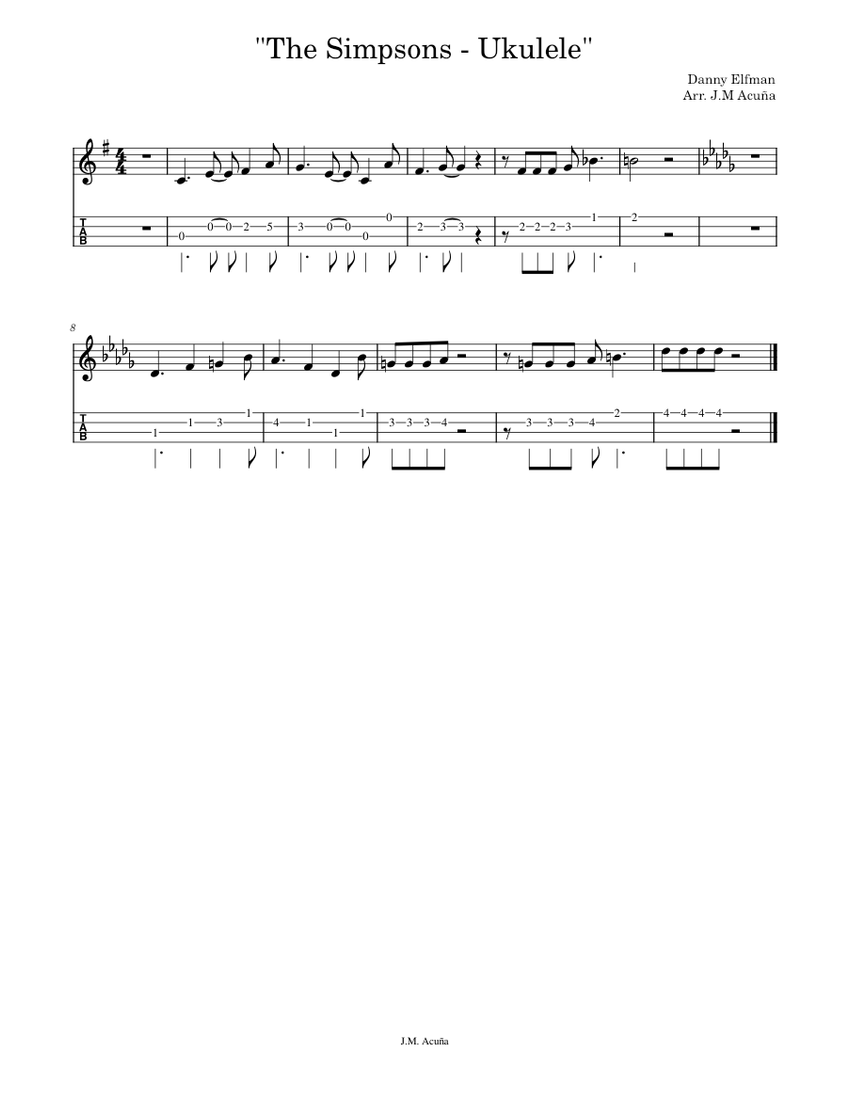 The Simpsons - Ukulele Sheet Music and Tab for Ukulele (Solo ...