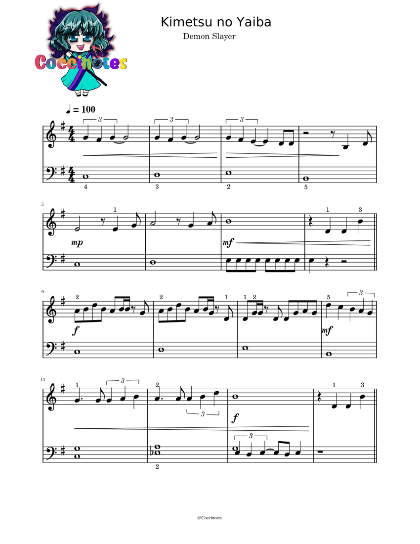 Demon Slayer - Kimetsu no Yaiba Sheet music for Piano (Solo ...