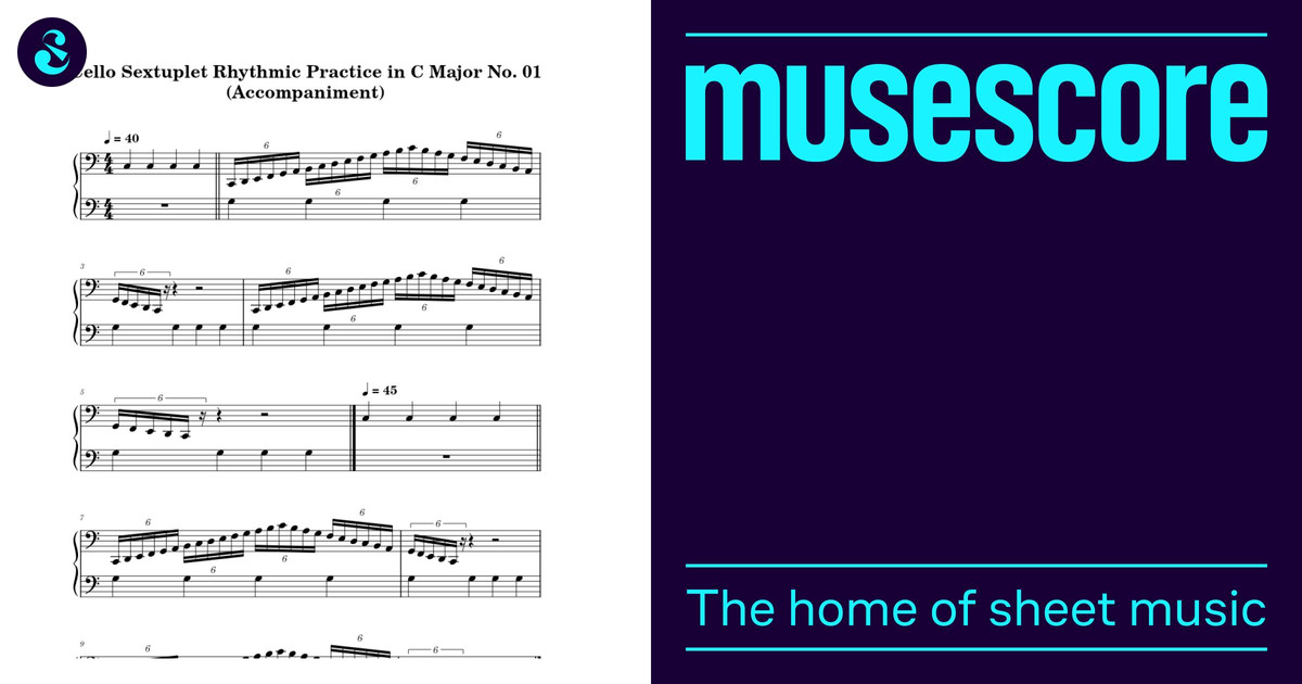 Cello Sextuplet Rhythmic Practice in C Major No.01 Accompaniment Sheet ...