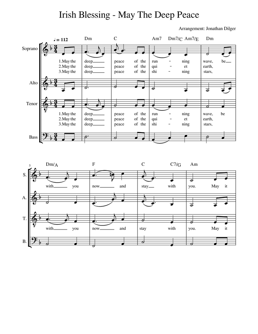 May The Deep Peace Sheet music for Soprano, Alto, Tenor, Bass voice ...