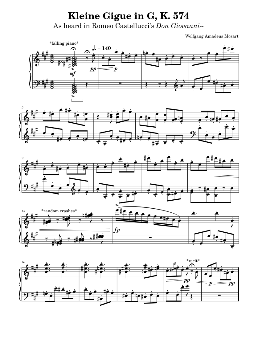 Gigue in G major, K. 574 – Wolfgang Amadeus Mozart Gigue in G major, K ...
