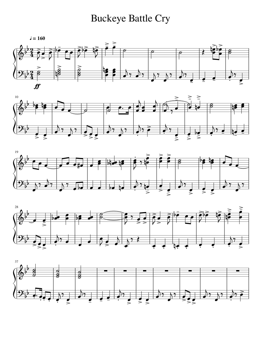 Buckeye Battle Cry Sheet music for Piano (Solo) Easy | Musescore.com