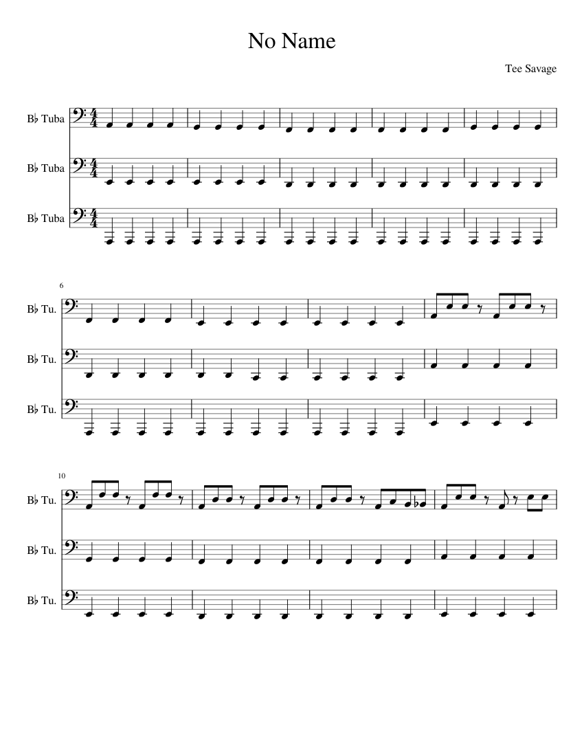 No Name Sheet music for Piano, Tuba (Mixed Quartet) | Musescore.com