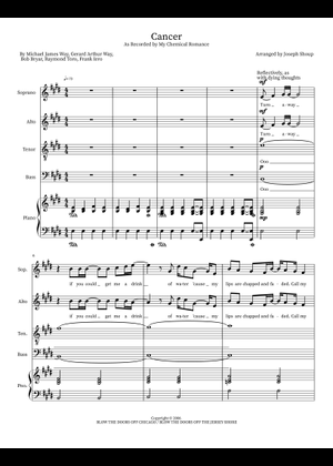 Play Official version of Cancer Sheet Music by My Chemical Romance for ...