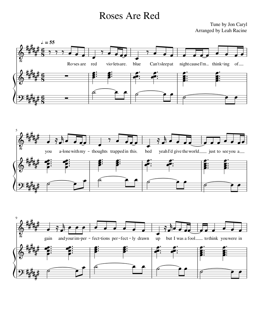 Roses Are Red Sheet Music for Piano, Vocals (Solo) | MuseScore.com
