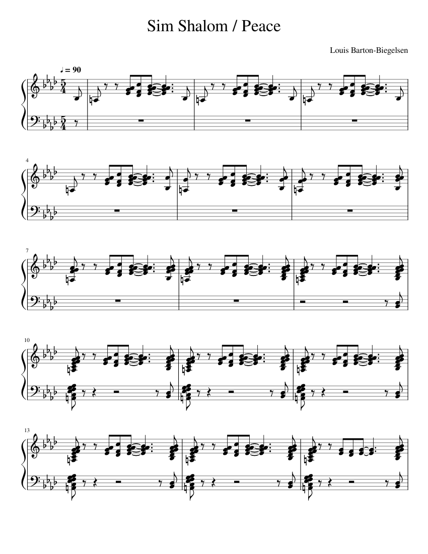 Sim Shalom / Peace Sheet music for Piano (Solo) Easy | Musescore.com