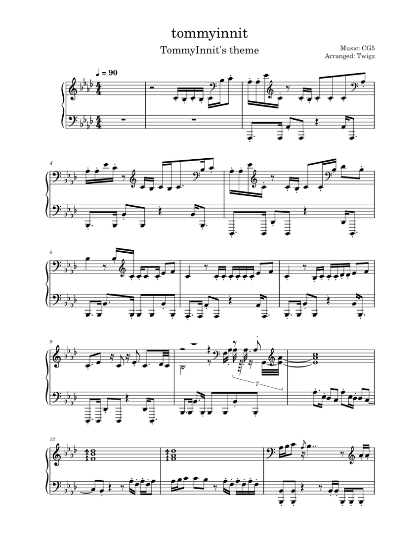 CG5 - tommy innit Piano Solo Sheet Music for Piano (Solo) | MuseScore.com