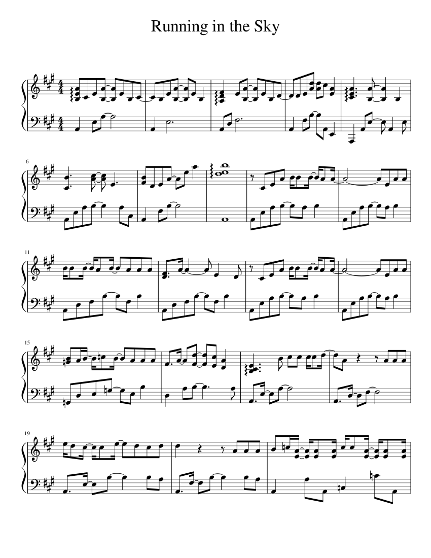 Running in the Sky - HYNN Sheet Music for Piano (Solo) | MuseScore.com